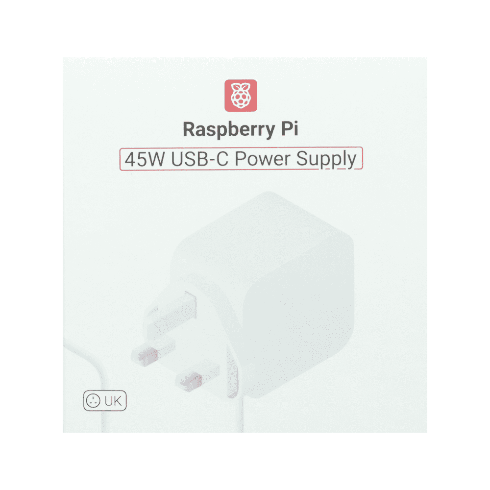 Raspberry Pi USB-C PD (Power Delivery) 45W PSU - UK, White