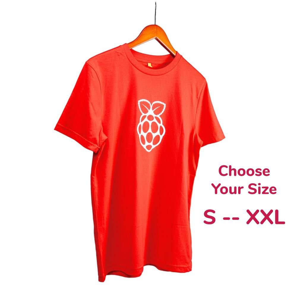 Raspberry Pi White Logo Red T-shirt