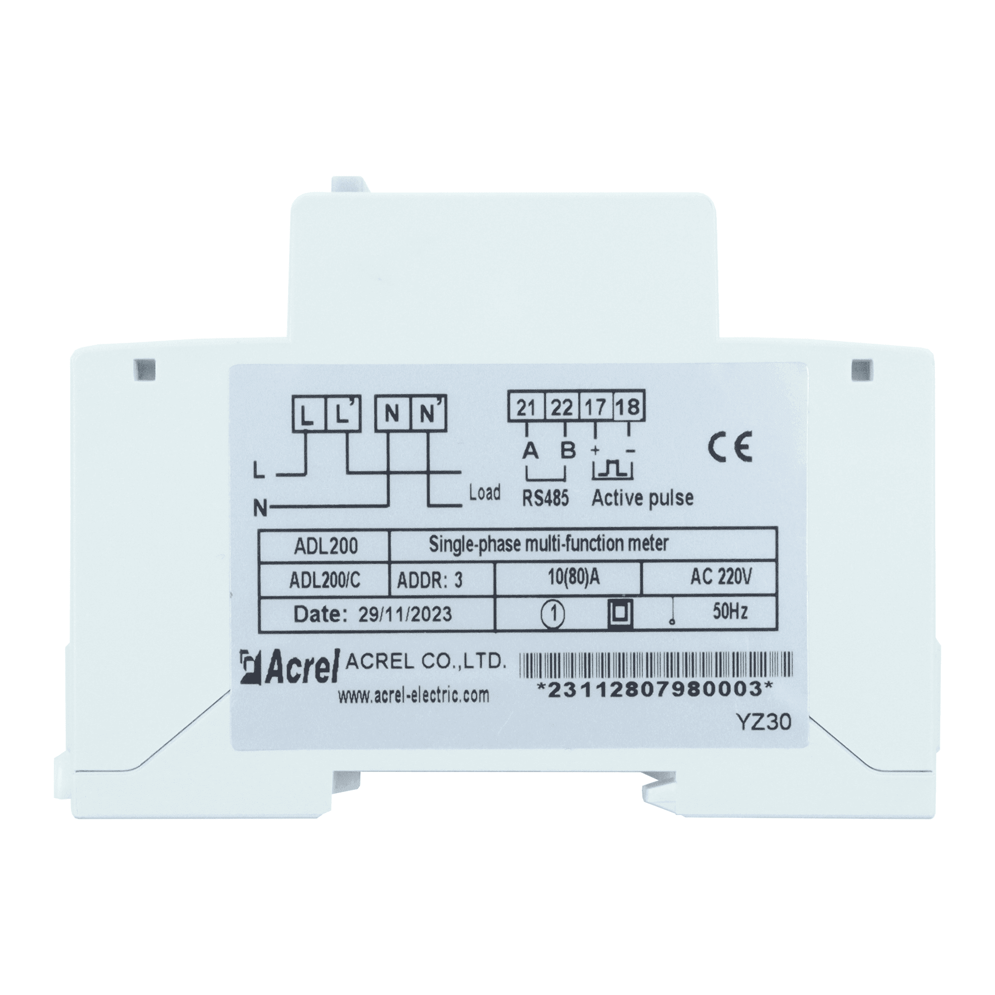 Acrel ADL200 Single Phase Power Meter - Modbus/RTU