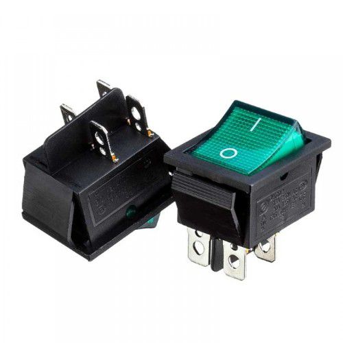 Rocker Switch Big 4 Pins Green