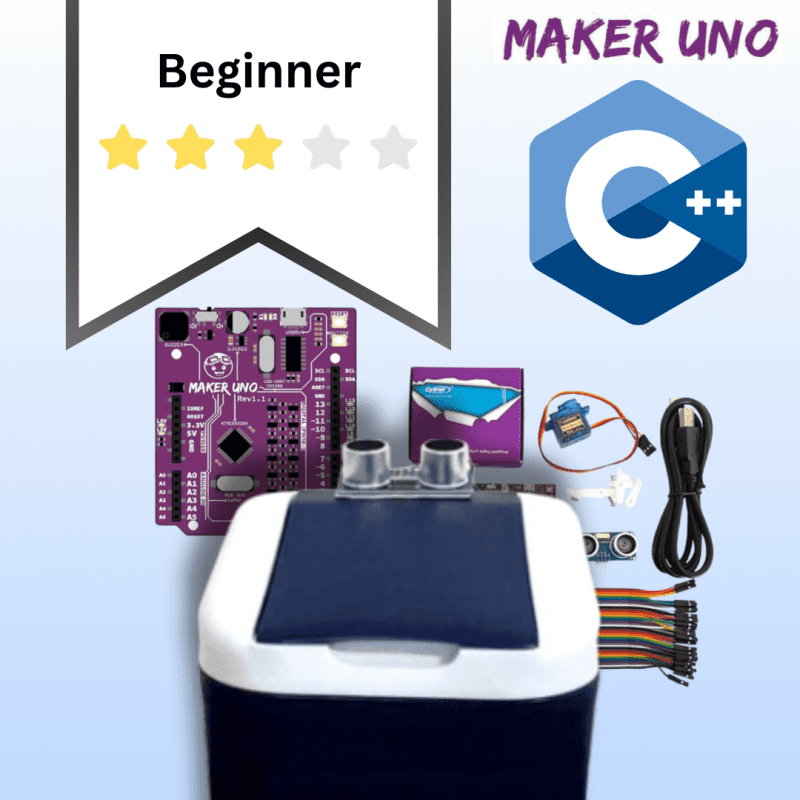 DIY Smart Dustbin using Maker UNO & Ultrasonic Sensor