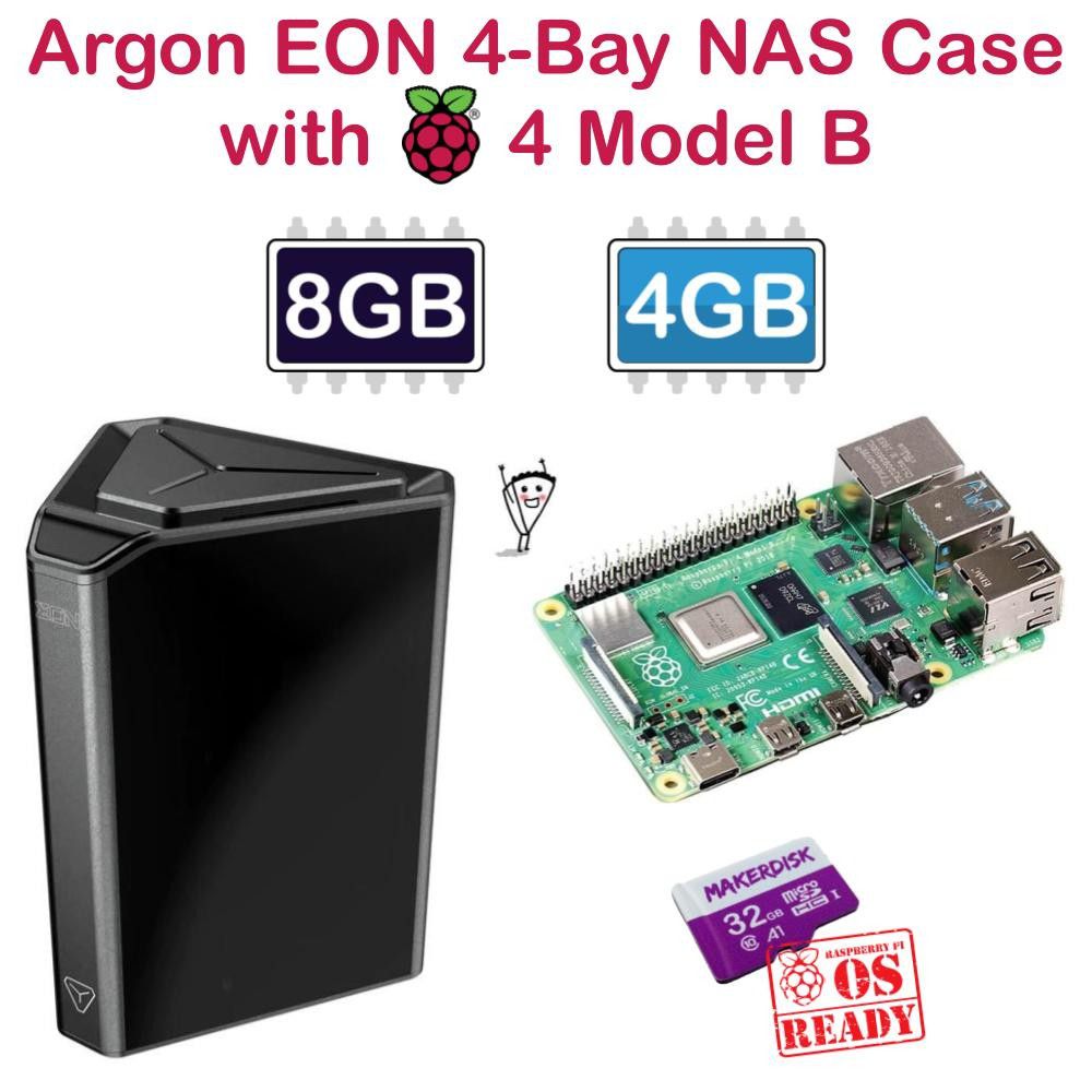 Argon EON 4-Bay Network Storage Case and RPi 4B Kits