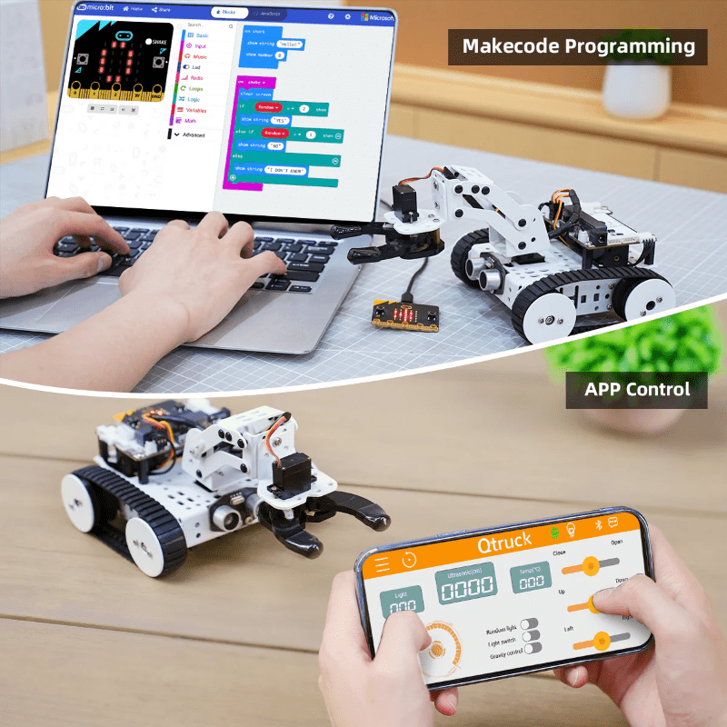 Qtruck Tank Mobile Robot with Gripper for micro:bit Bundle