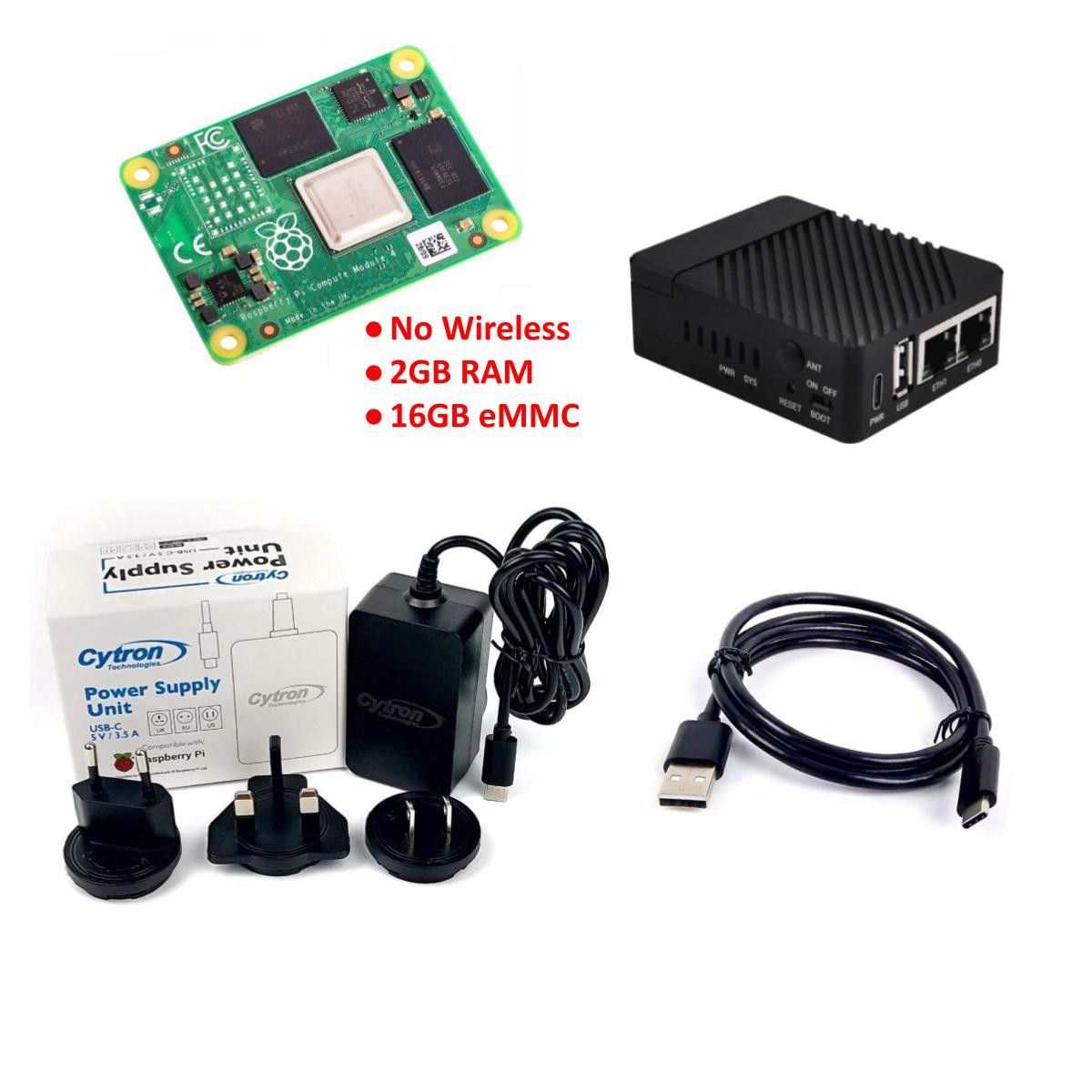 Dual Gigabit Ethernet Mini-Computer Kit Powered by Raspberry Pi CM 4