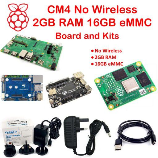 Raspberry Pi CM4 No Wireless 2GB RAM 16GB eMMC and Kits
