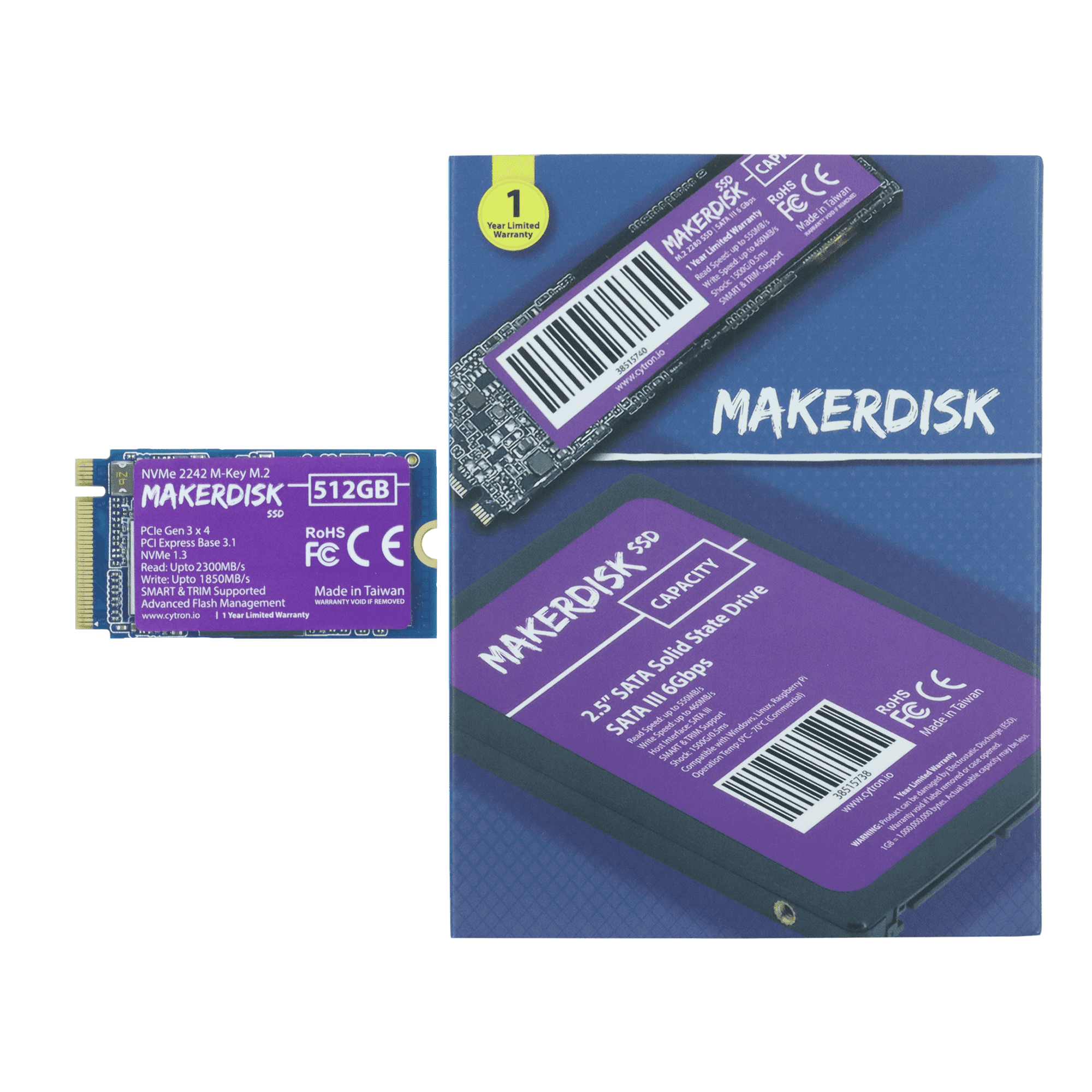 NVMe 2242 B+M-Key MakerDisk SSD