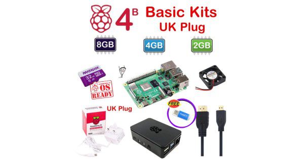 Raspberry Pi 4 Model B Basic Kits - UK Plug
