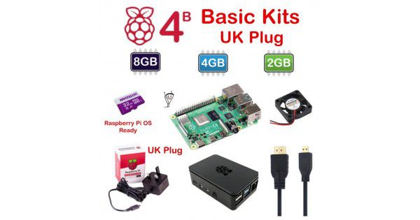 Raspberry Pi 4 Model B Basic Kits - UK Plug