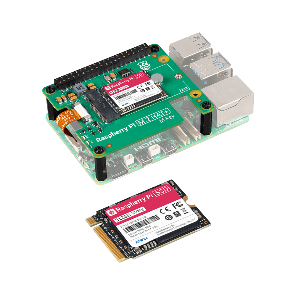 Raspberry Pi M.2 HAT+ with NVMe SSDs (พร้อมการติดตั้ง Raspberry Pi OS )