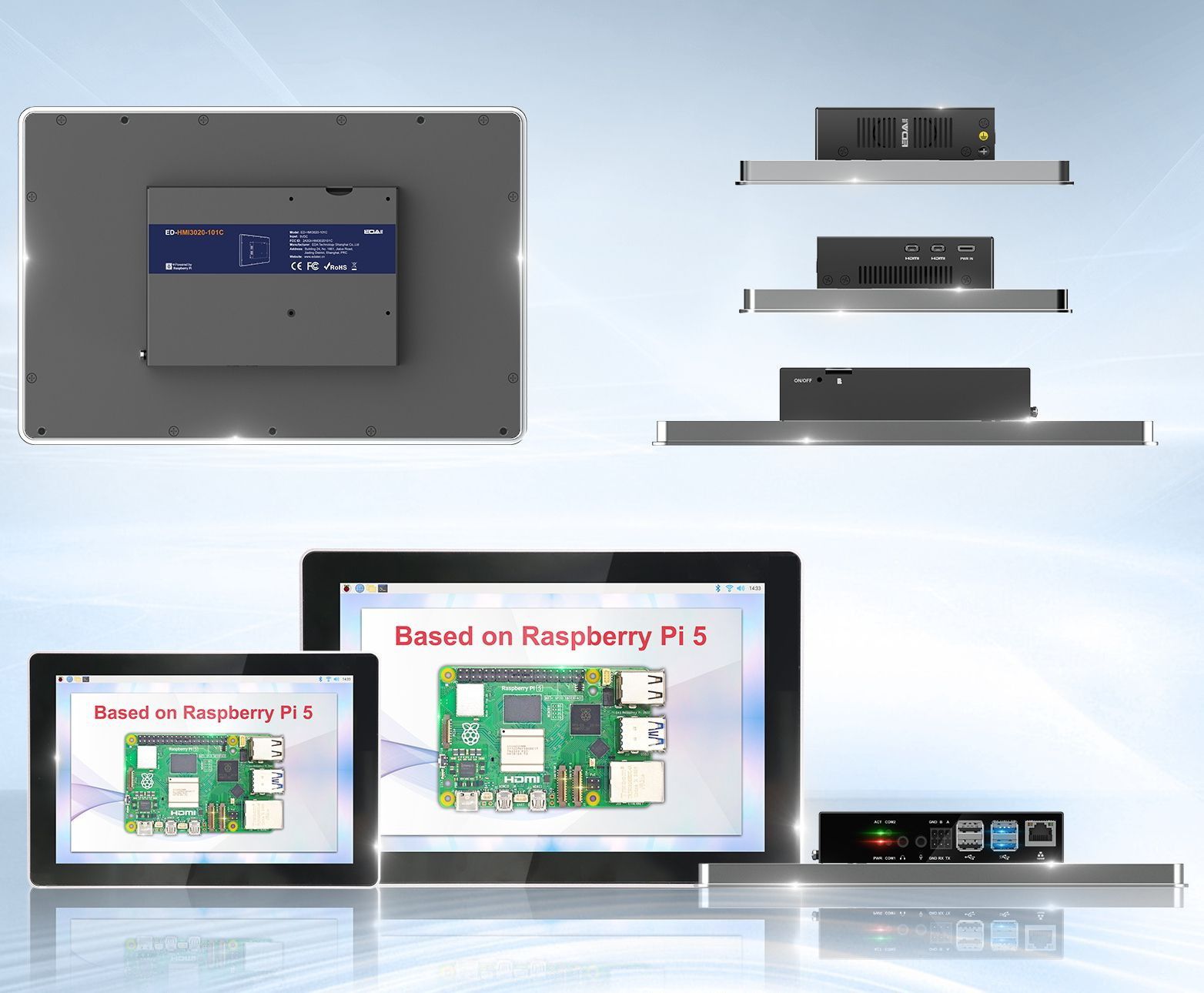Raspberry Pi 5 Industrial Enclosure with TFT Display and Industrial Interface (RS485 and RS232)