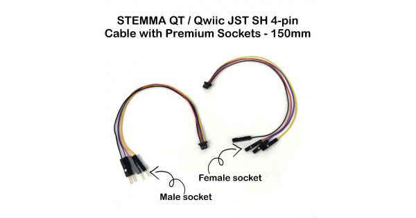STEMMA QT / Qwiic JST SH 4-pin Cable with Premium Sockets - 150mm