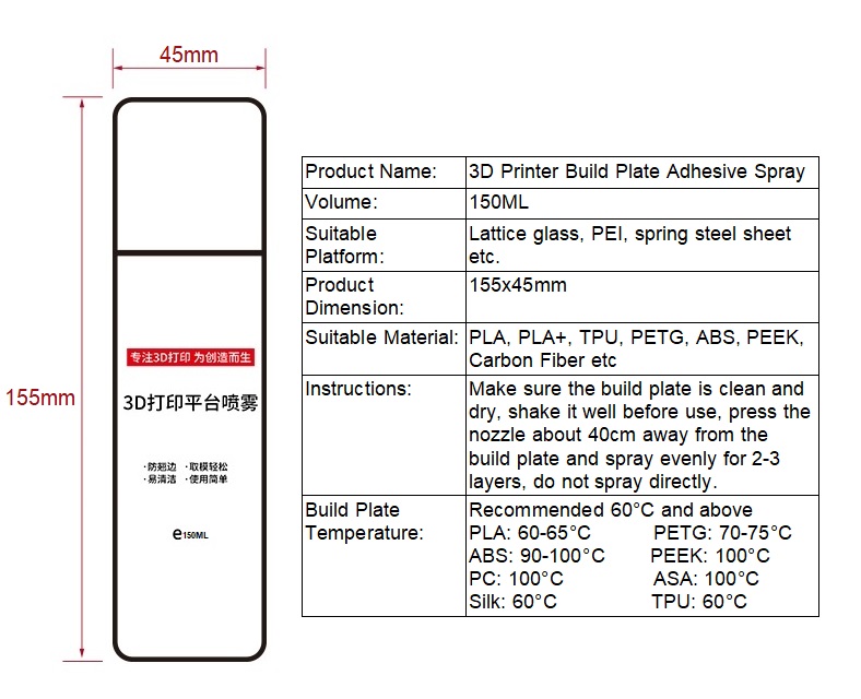 3D Printer Build Plate Adhesive Spray - Prevent Warping