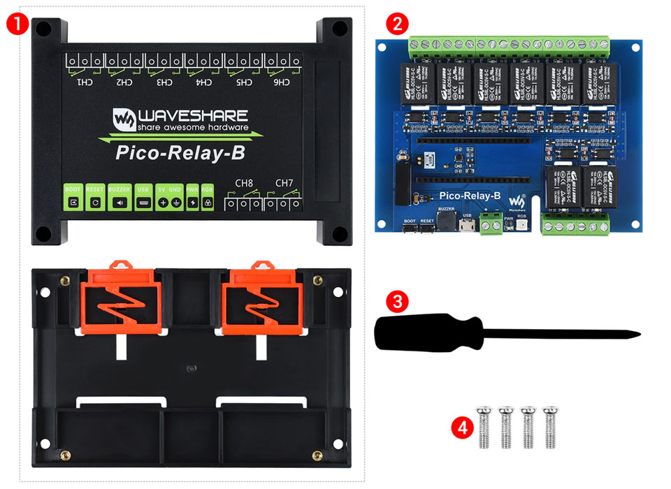 Industrial 8-Channel Relay Module for Raspberry Pi Pico