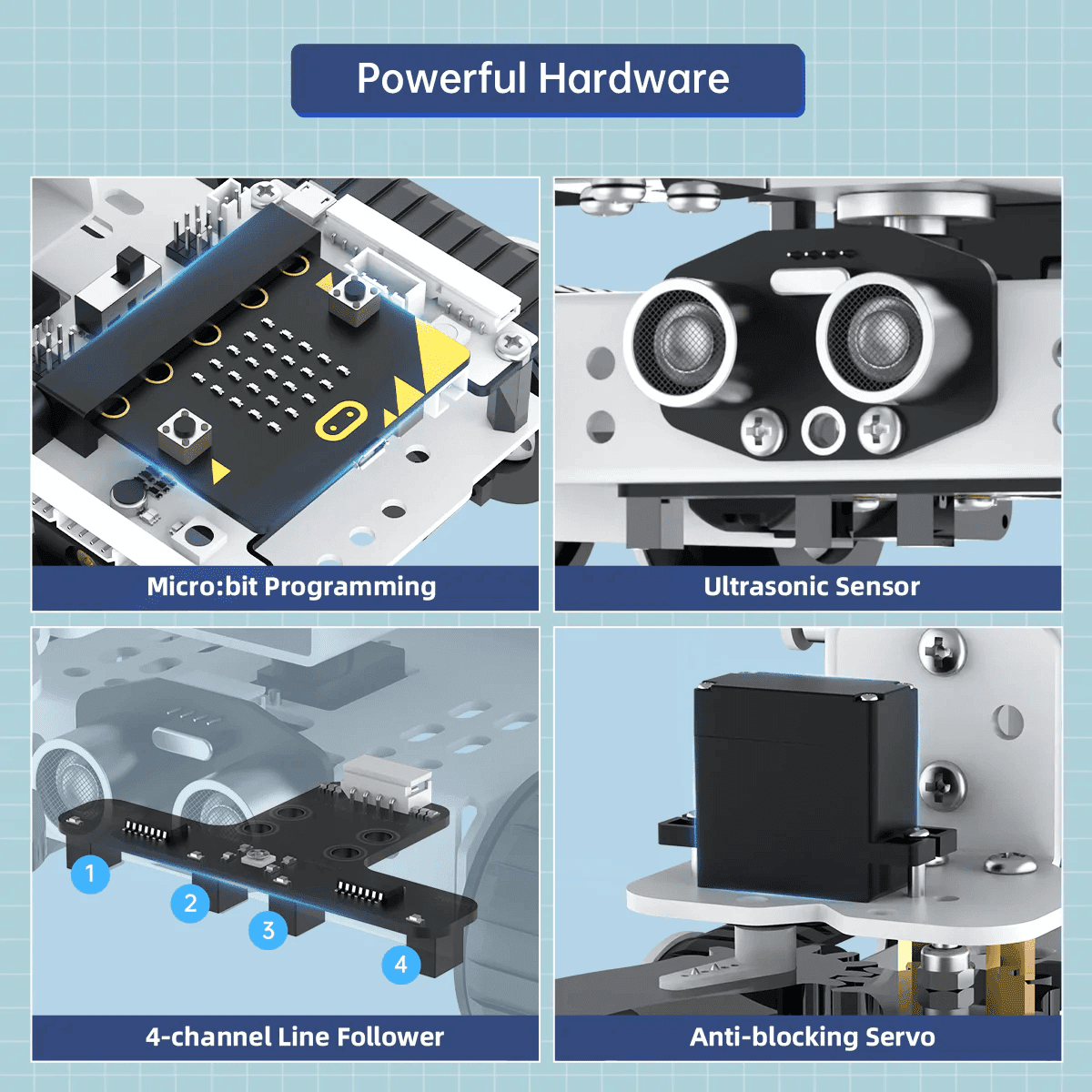 หุ่นยนต์เคลื่อนที่ Qtruck Tank พร้อมแขนกลสำหรับ micro:bit (ไม่รวม micro ...