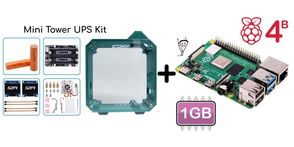 Mini Tower UPS Kit for Raspberry Pi 4 Model B and Kits