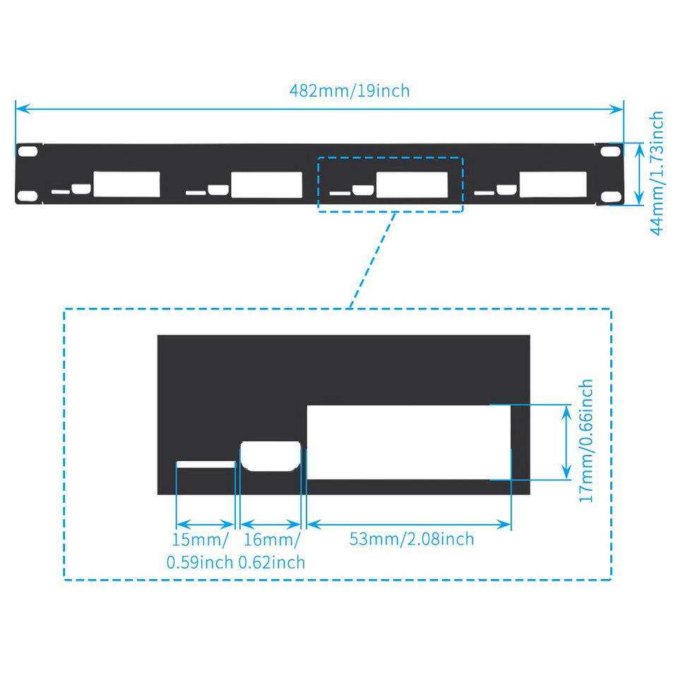 1U Rack Kit (19" Rackmount) for Raspberry Pi 4 Up To 4 Units