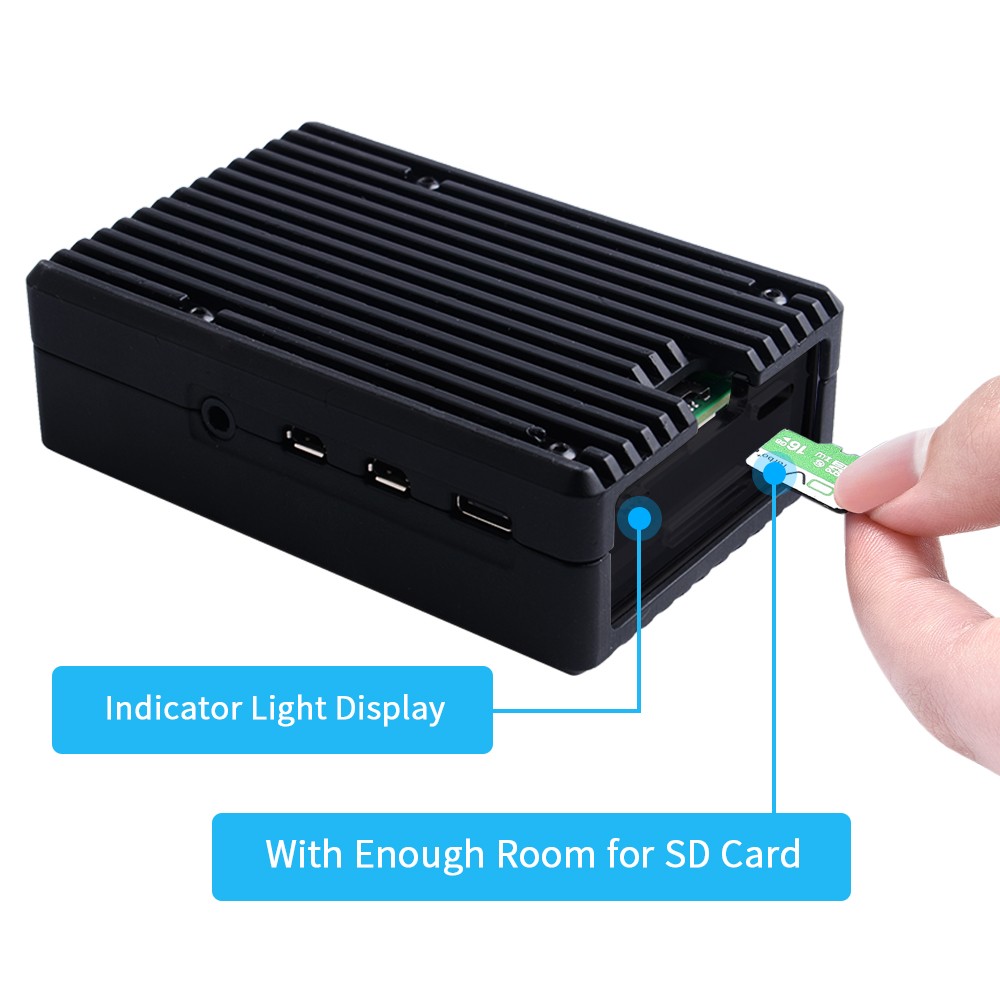 Armor Case V2.0 with Fan for Raspberry Pi 4B - Black