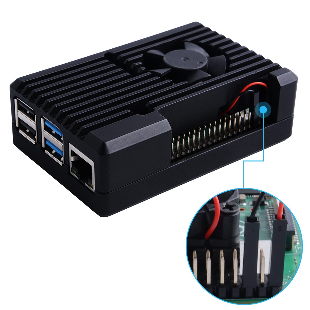 Armor Case V2.0 with Fan for Raspberry Pi 4B - Black