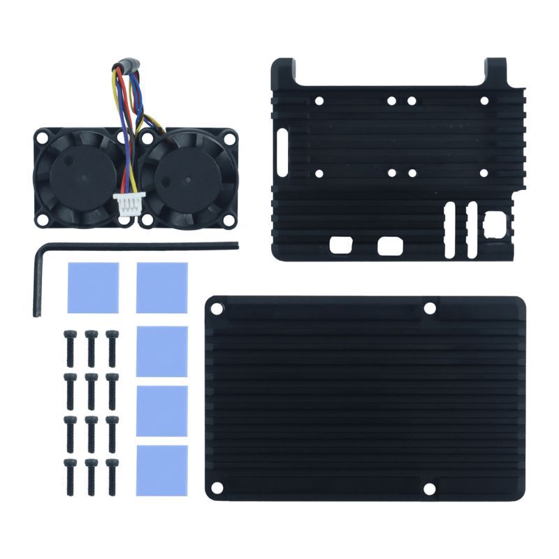 RPi 5 Aluminum Heatsink Case with Dual Fan