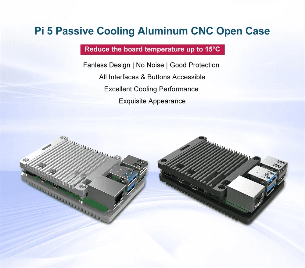 Full Aluminum Passive Cooling Case for Raspberry Pi 5
