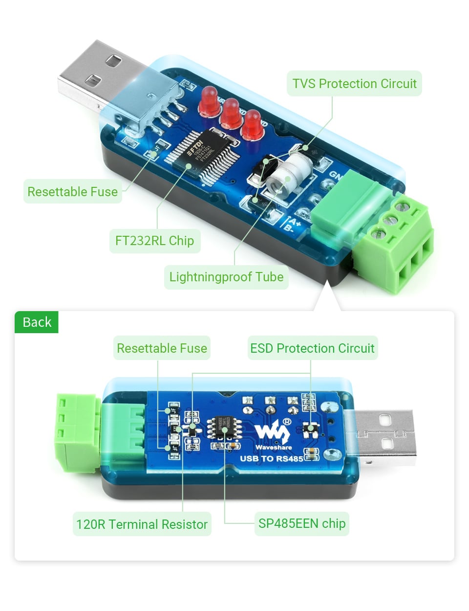 Industrial USB to RS485 Bidirectional Converter