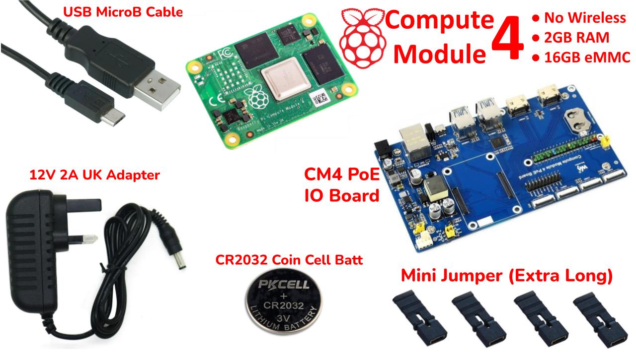 Raspberry Pi CM4 No Wireless 2GB RAM 16GB eMMC and Kits