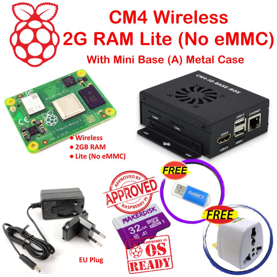 Mini Base (A) Board and Metal Case for Raspberry Pi CM4 and Kits