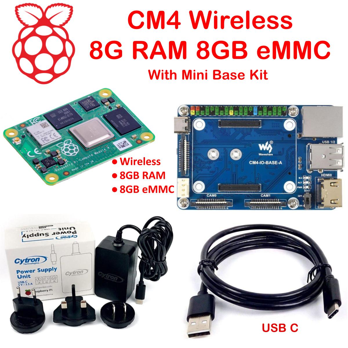 Raspberry Pi CM4 Wireless 8GB RAM 8GB eMMC and Kits