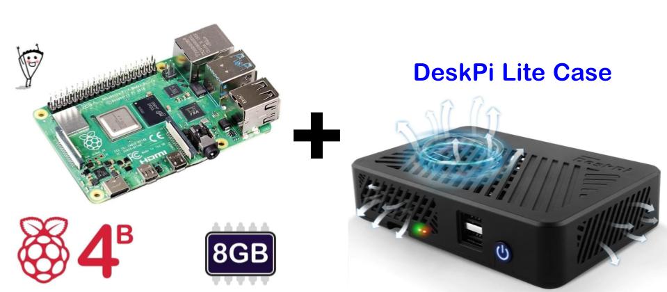DeskPi Lite Case with Heatsink Fan for Raspberry Pi 4 Model B and Kits