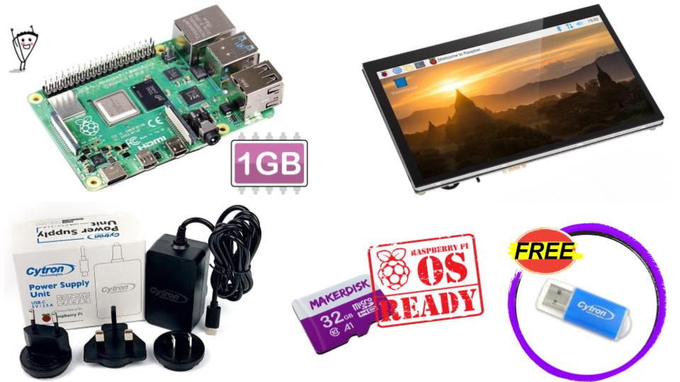 5-inch 800x480 5-point Touch Screen with Raspberry Pi 4 Model B Kits