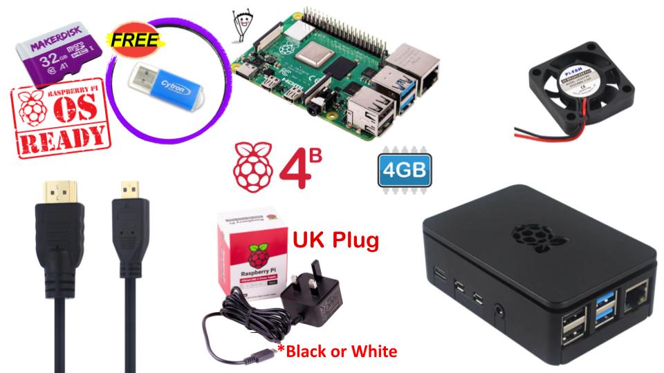 Raspberry Pi 4 Model B Basic Kits - UK Plug