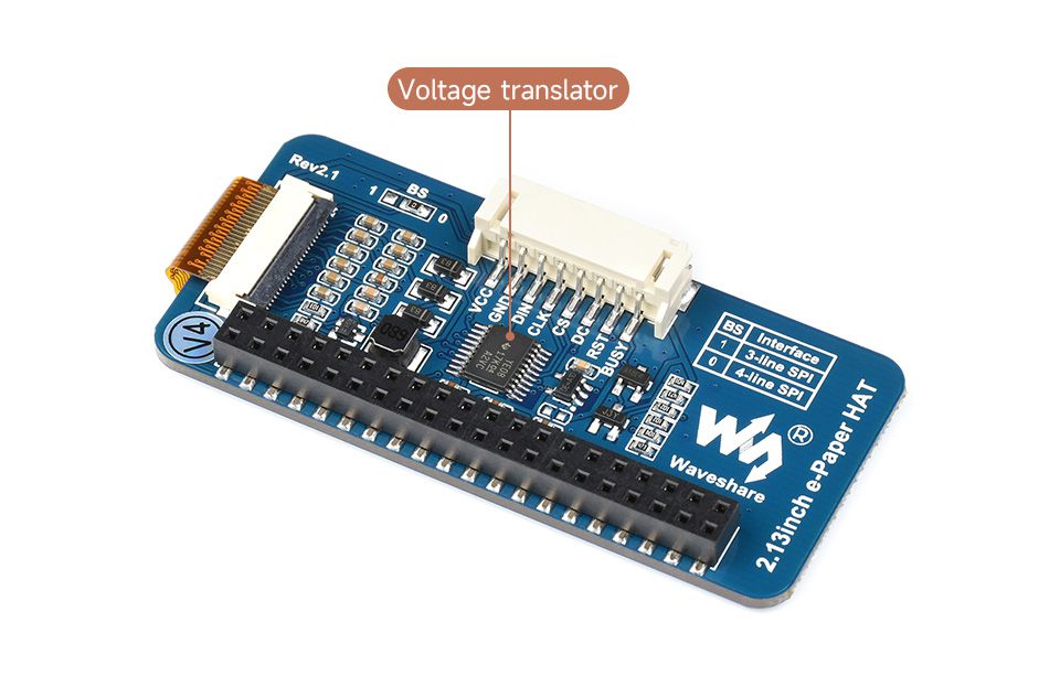 2.13 inch SPI E-Ink Display HAT for Raspberry Pi (Three-color)