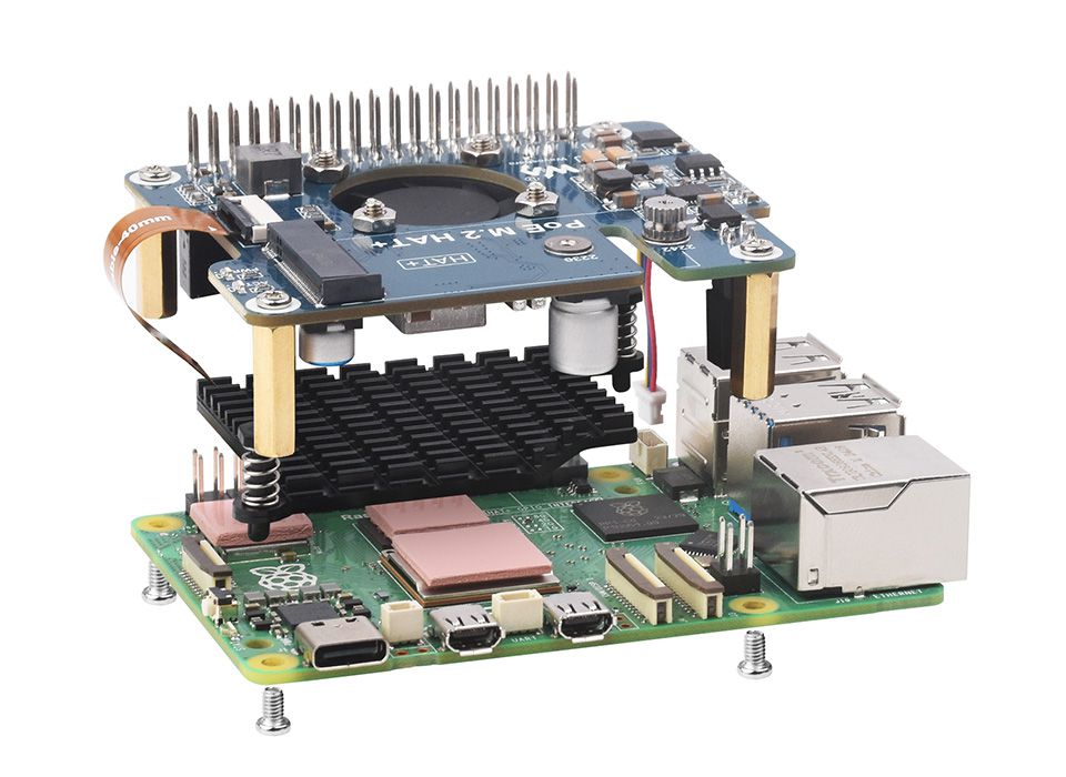 PCIe To M.2 Adapter With PoE For Raspberry Pi 5