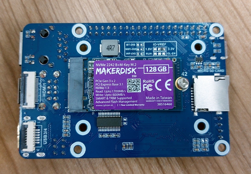 NVMe 2242 B+M-Key MakerDisk SSD - 128GB (with Raspberry Pi OS)