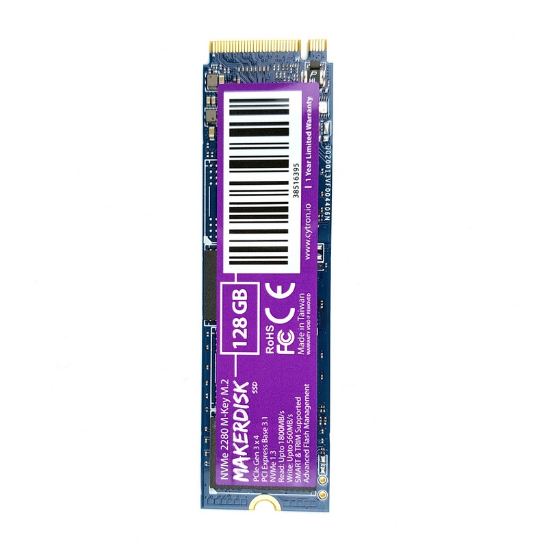 NVMe 2280 M-Key MakerDisk SSD - 128GB (Preloaded with Raspberry Pi OS) NVMe 2280 M-Key MakerDisk SSD - 128GB (Preloaded with Raspberry Pi OS)