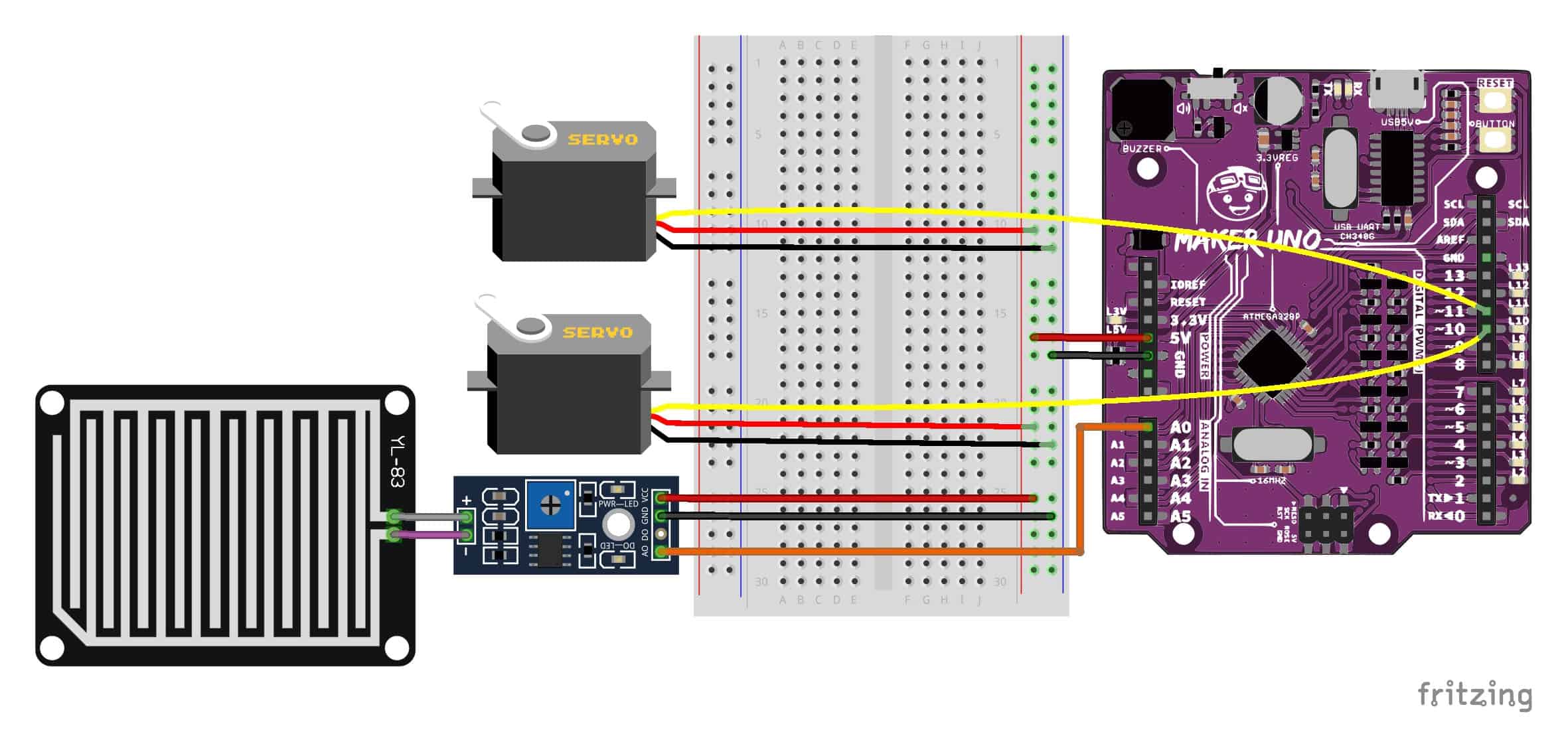 DIY Rain Detector ใช้ Maker UNO & Rain Sensor Module