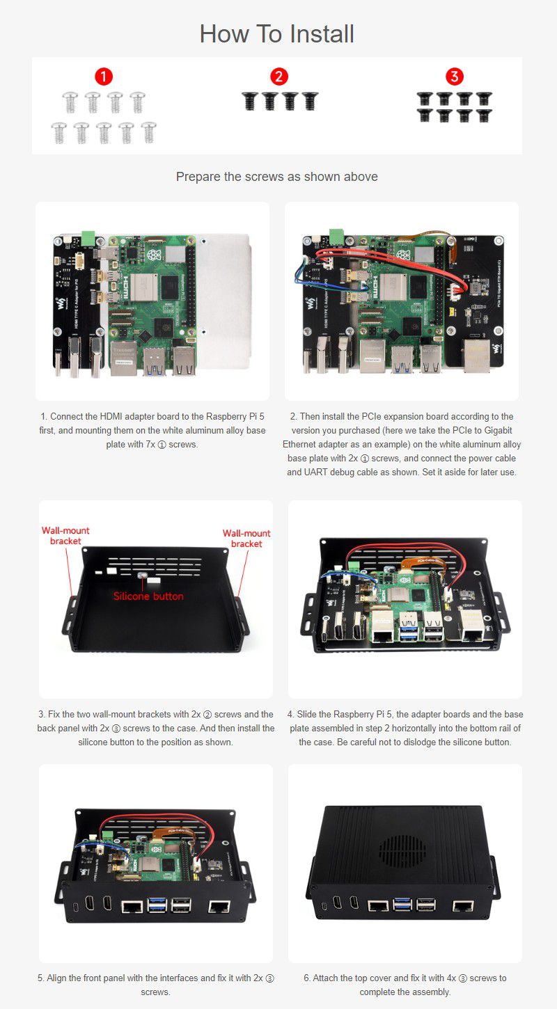 Metal Case with PCIe Expansion Board for Raspberry Pi 5