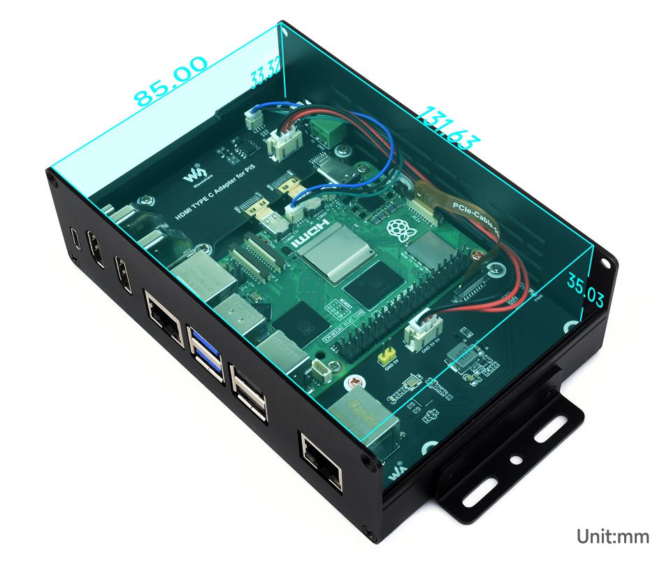 Metal Case with PCIe Expansion Board for Raspberry Pi 5