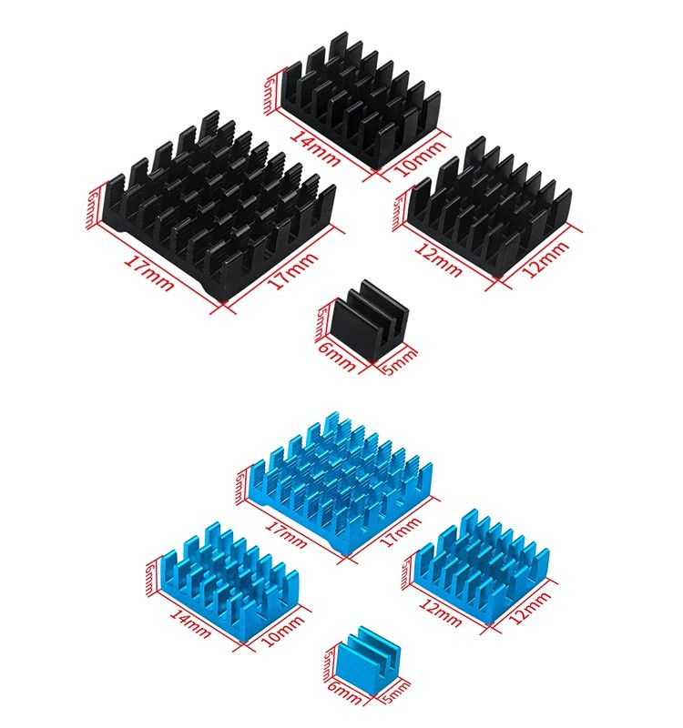 Aluminum Heatsinks for Raspberry Pi 5 - 4 pcs