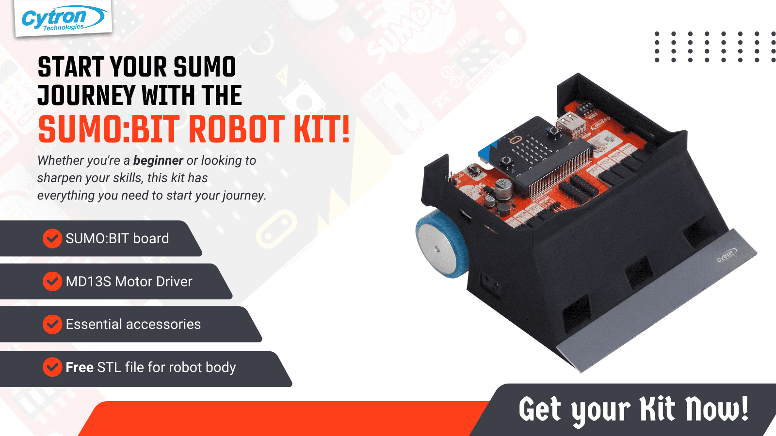 SUMO:BIT Robot Kits - 1kg Sumo Robot for micro:bit