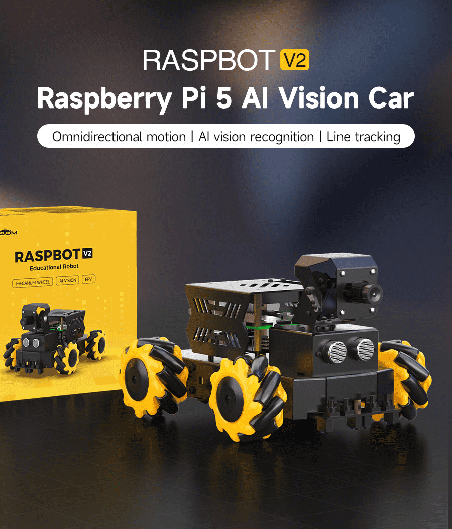 Raspbot V2 AI Vision Robot Car for Raspberry Pi 5