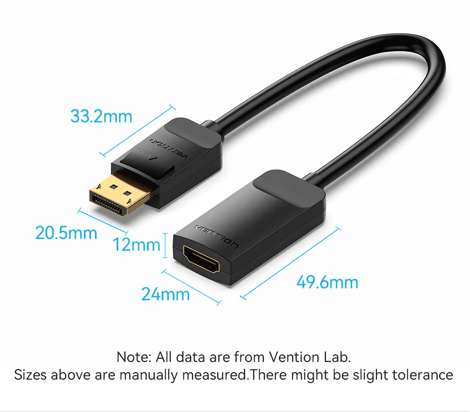 DisplayPort to Standard HDMI A/Female Adapter - 15cm