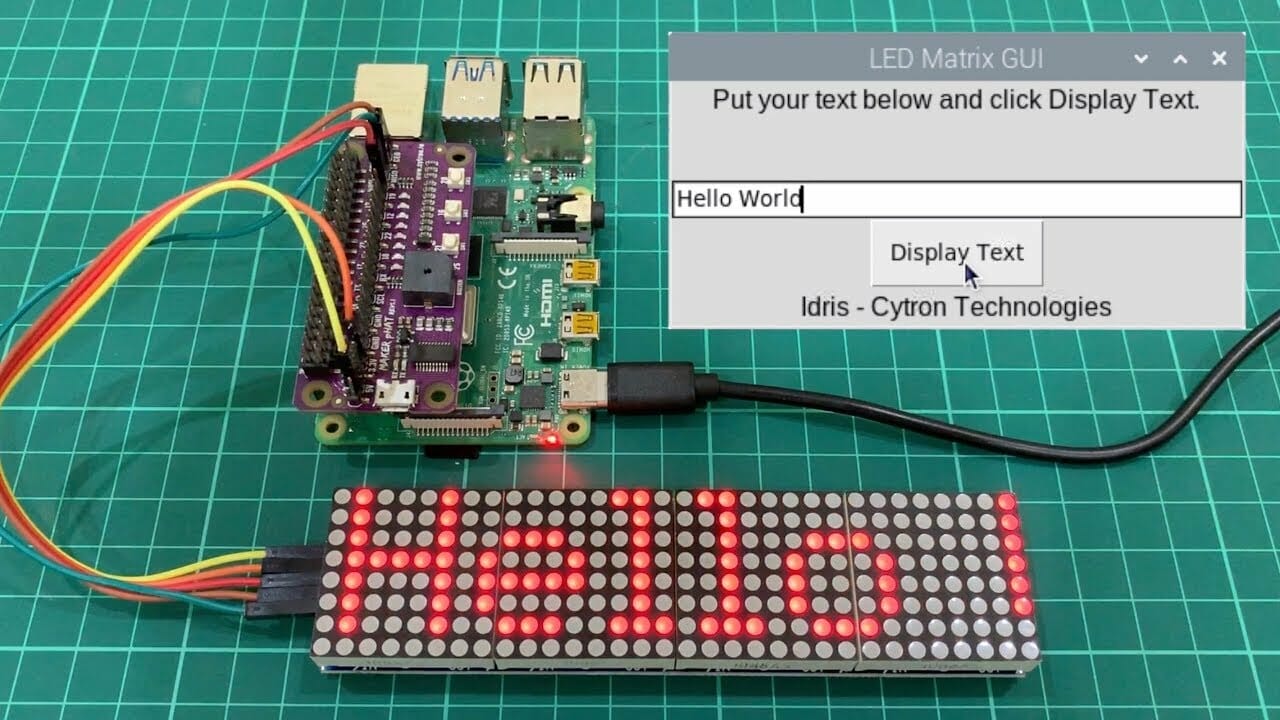 DISPLAY TEXT ON DOT MATRIX USING RASPBERRY PI’S GUI