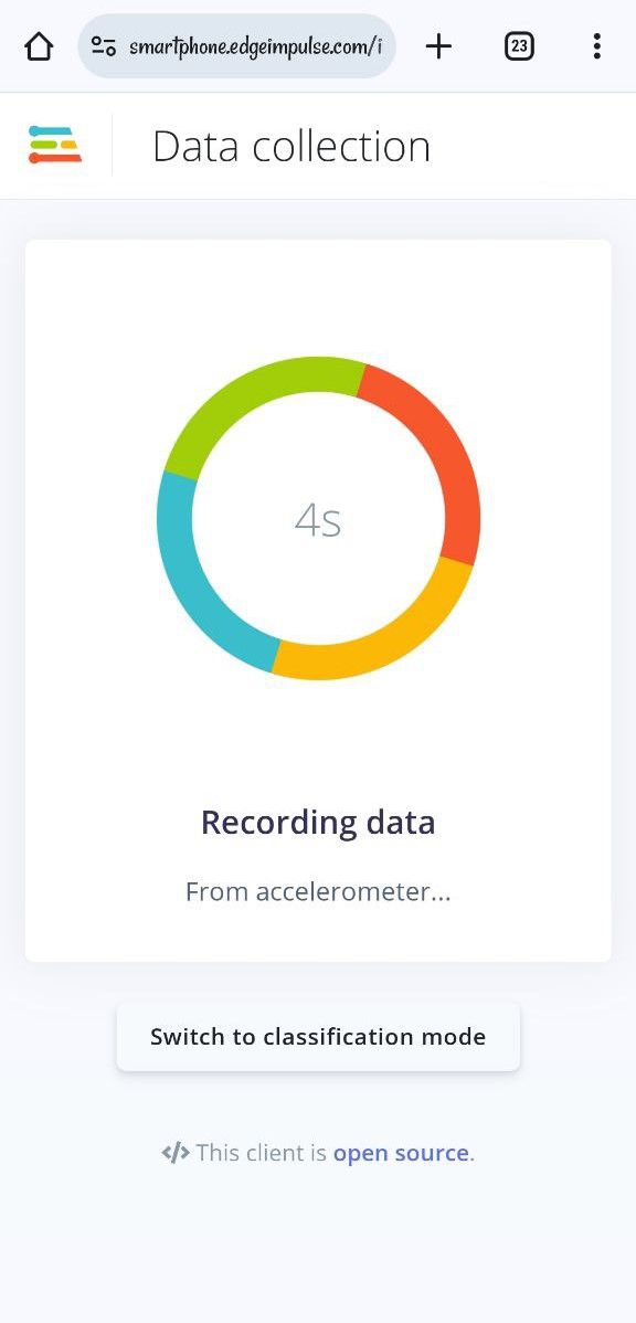 Edge Impulse with Mobile Phone Application Using Accelerometer