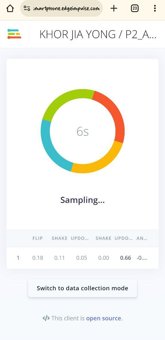 Edge Impulse with Mobile Phone Application Using Accelerometer
