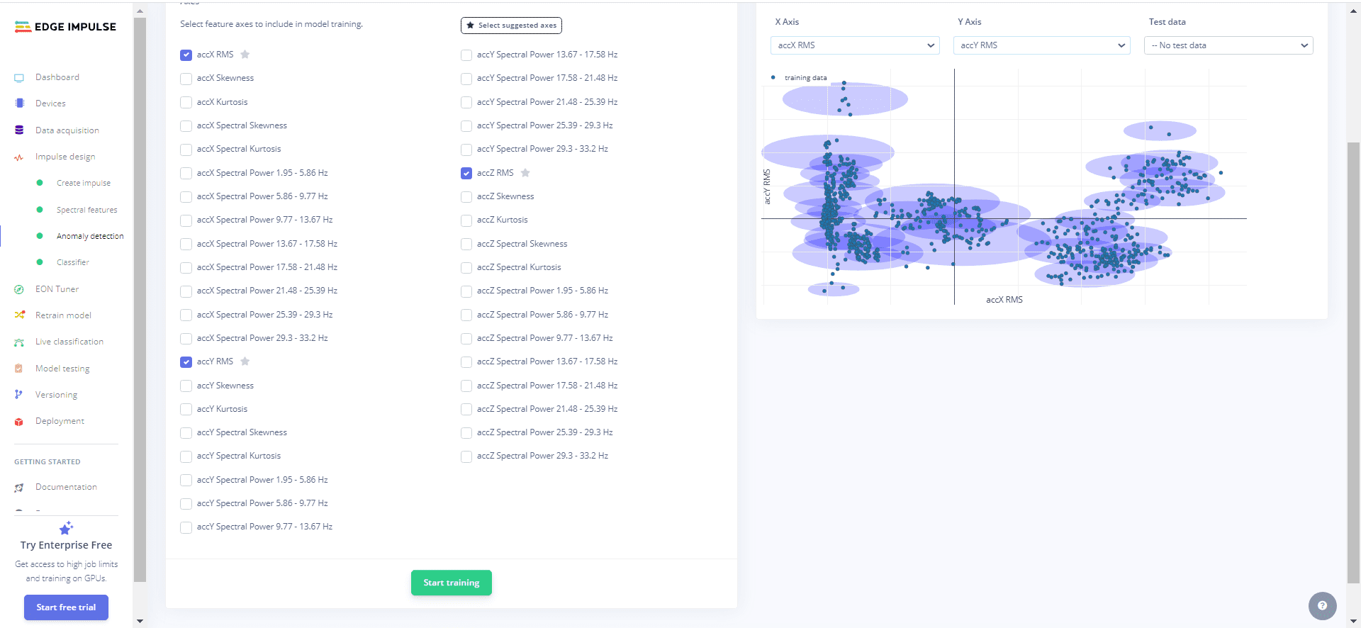 Edge Impulse with Mobile Phone Application Using Accelerometer