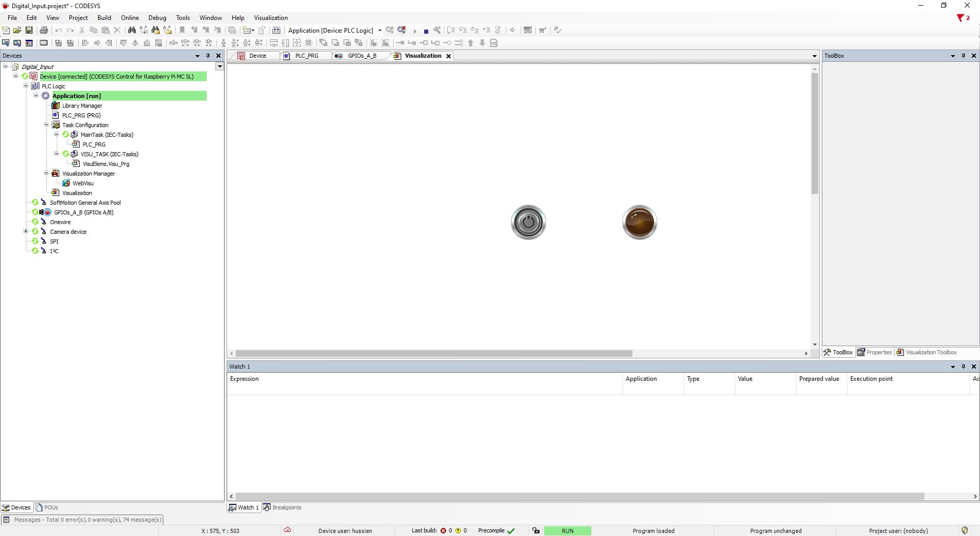 EdgeBox RPI 200 And CODESYS : Digital Input