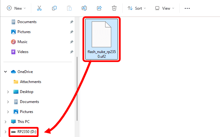 Flash Resetting RP2350