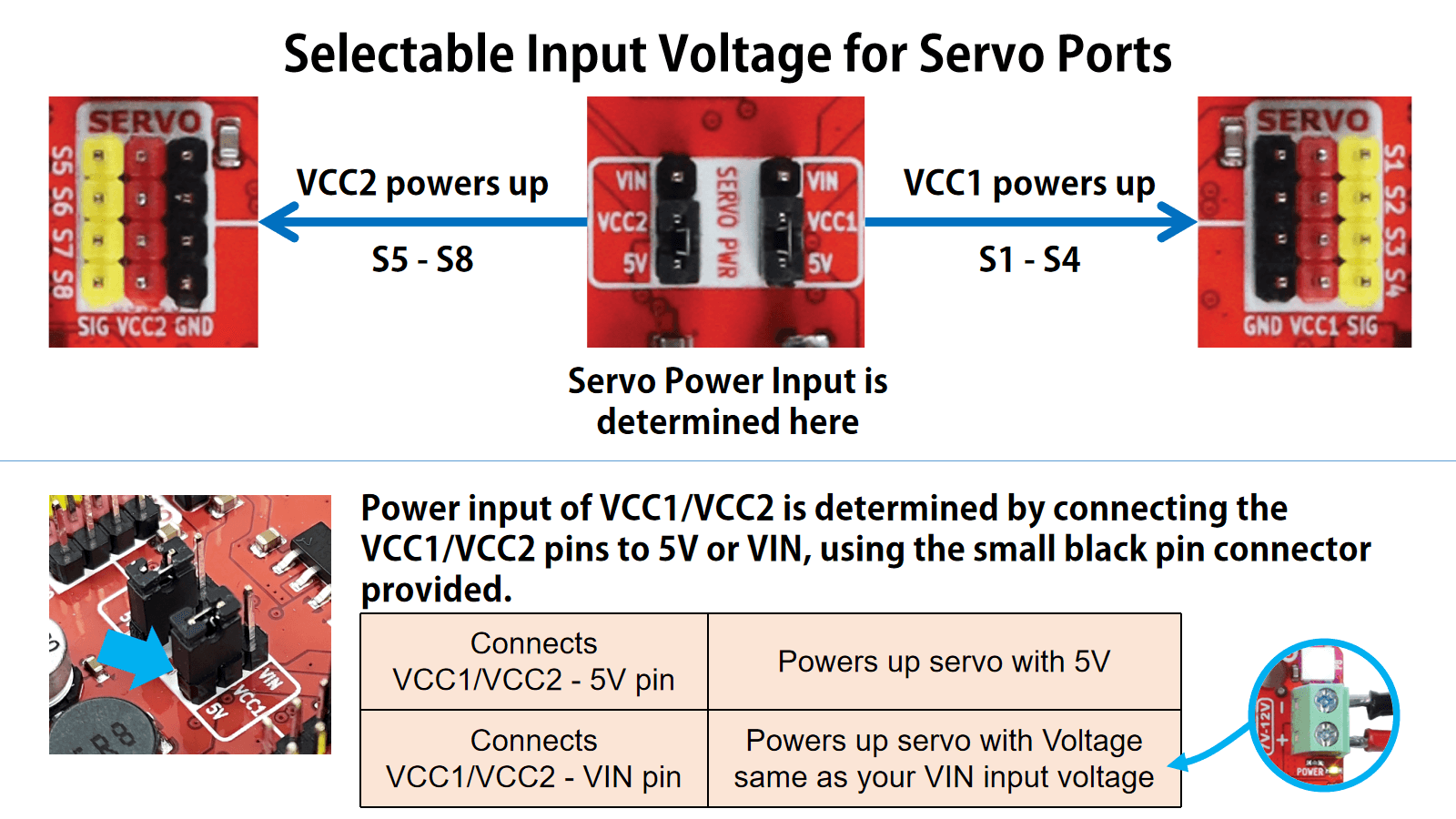 5V & External VIN Servo Motor