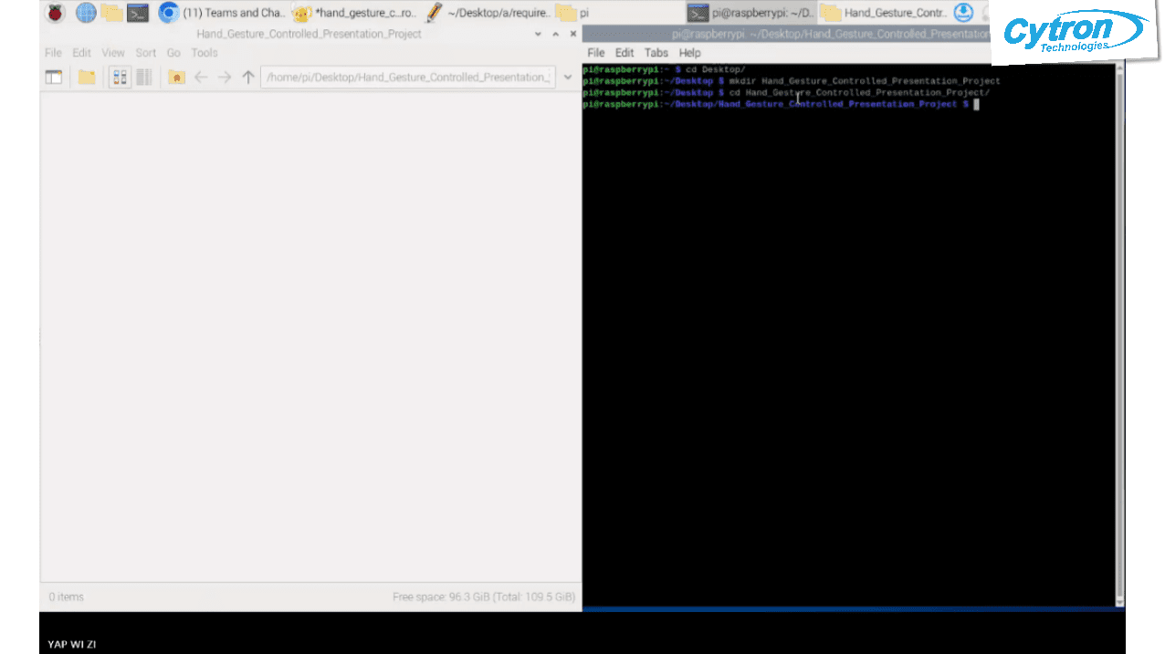 Hand Gesture Controlled Presentation using Raspberry Pi, OpenCV & MediaPipe